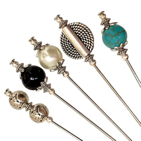 5x Hat Pins Long Decorative Colourful Hat Pins Wedding Veil Broach