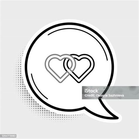 회색 배경에 격리 된 라인 두 연결된 하트 아이콘 로맨틱 한 기호 연결 가입 열정과 결혼식 발렌타인 데이 다채로운 개요 개념 벡터 개념에 대한 스톡 벡터 아트 및 기타
