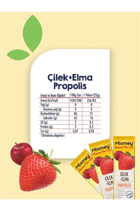 Mixmey Bee Propolis Çilek Meyve Barı 24 Adet Sağlıklı Atıştırmalıklar Glutensiz 25gr X 24