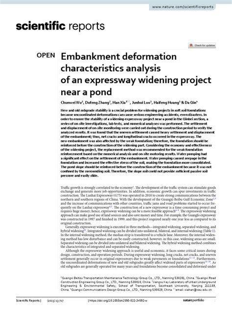 Embankment Deformation Characteristics Analysis Of Pdf Road Road