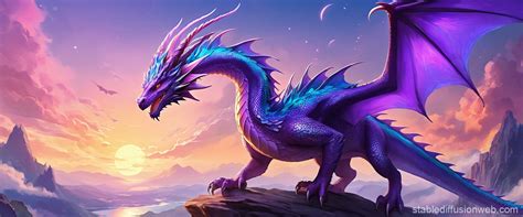 Anime Style 4k Wallpaper Of A Occidental Black And Purple Skinny Dragon