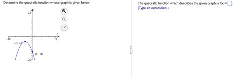 Solved Determine The Quadratic Function Whose Graph Is Given Chegg