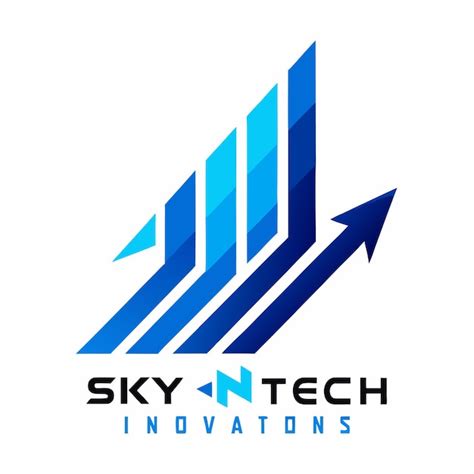 Skytech Innovations Logo Futuristic Design With Upward Blue Lines Premium Ai Generated Vector