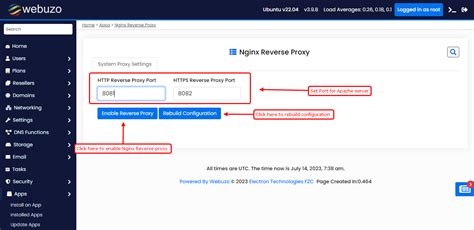 Nginx Reverse Proxy Webuzo