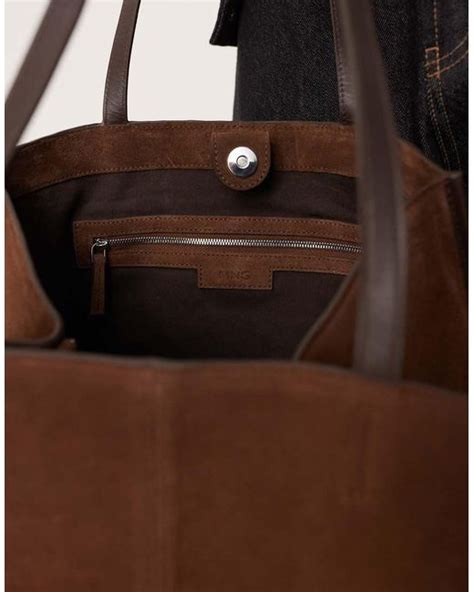 Mango Suede Structured Tote Bag In Brown Lyst Uk