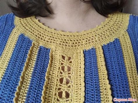 Летний топ поперек спицами и крючком Авторская работа Вяжем вместе он лайн Страна Мам