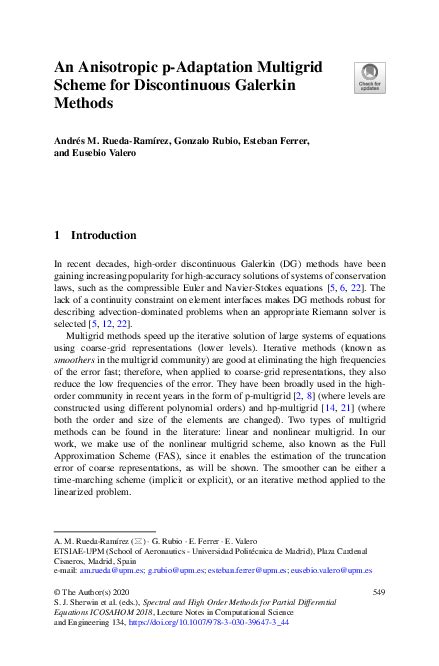 Pdf An Anisotropic P Adaptation Multigrid Scheme For Discontinuous