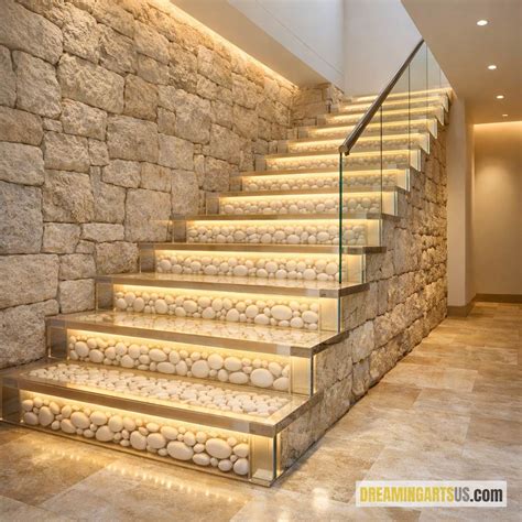 Luxury Pebble Stone Stairs Epoxy Pebble Stone Staircase