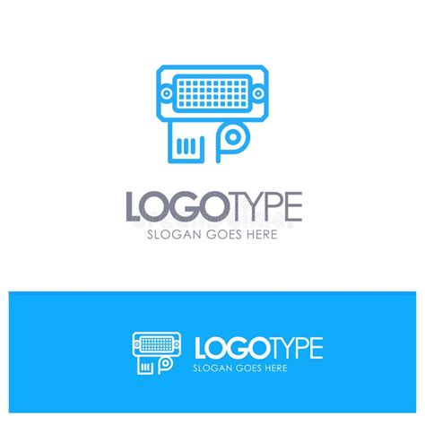 Adapter Connection Data Input Blue Outline Logo With Place For Tagline Stock Vector