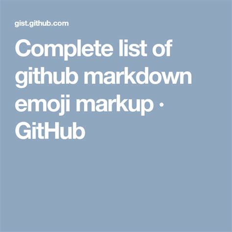 Complete List Of Github Markdown Emoji Markup