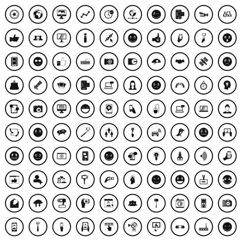 100 Social Media Icons Set In Simple Style Stock Vector Illustration