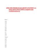 APEX NIH STROKE SCALE GROUP A PATIENT Latest Complete And Verified Answers