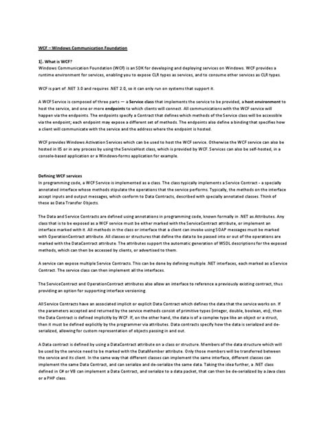 Wcf Pdf Windows Communication Foundation Class Computer Programming