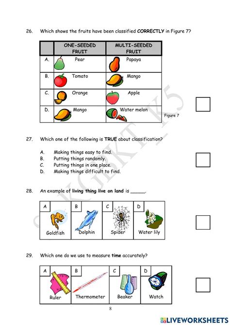 Year 4 Science Free Interactive Worksheets 1940946