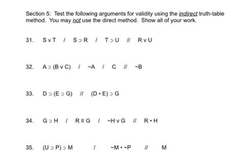 section 5 test the following arguments for validity