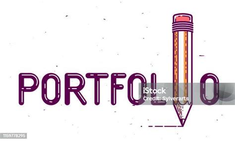 글자 I 대신 연필로 포트폴리오 단어 아트 및 디자인 갤러리 컨셉 특수 글꼴로 만든 벡터 개념 적 창조적 인 포스터 개념에 대한 스톡 벡터 아트 및 기타 이미지 Istock