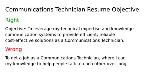 Top 17 Communications Technician Resume Objective Examples