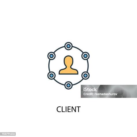 클라이언트 개념 2 컬러 라인 아이콘입니다 간단한 노란색과 파란색 요소 그림입니다 클라이언트 개념 개요 기호 디자인 개념에 대한 스톡 벡터 아트 및 기타 이미지 Istock
