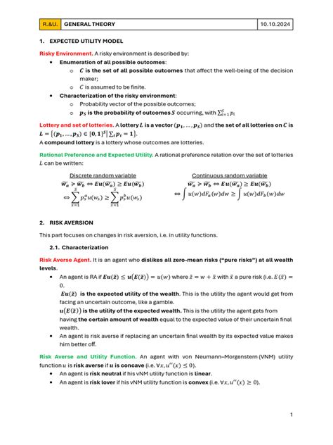 1 General Theory Pdf Risk Aversion Risk Premium