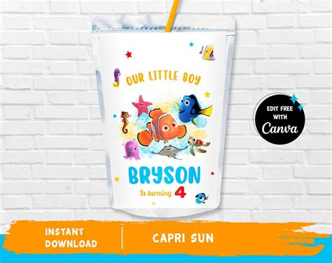 Finding Nemo Capri Sun Finding Nemo Juice Label Finding Nemo Decoration