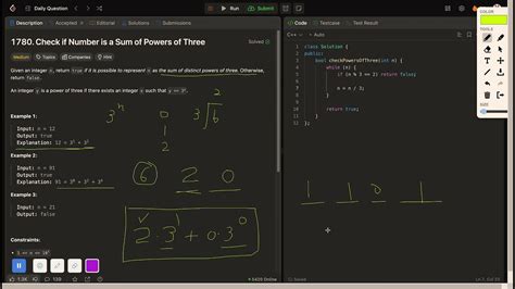 1780 Check If Number Is A Sum Of Powers Of Three Youtube