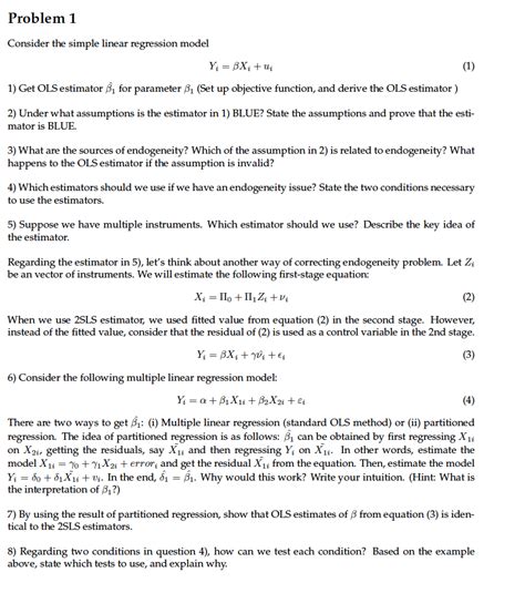 Solved Problem Consider The Simple Linear Regression Model Chegg
