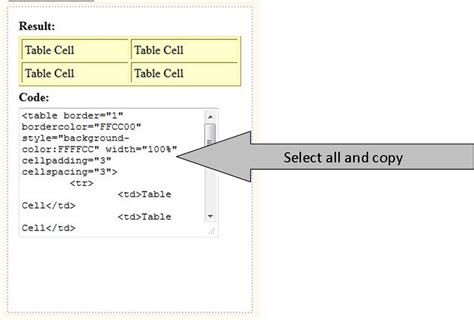 Html Table Frame Color Decoration Examples