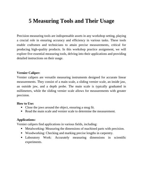 5 Measuring Tools And Their Usage Pdf 5 Measuring Tools And Their Usage Pdf
