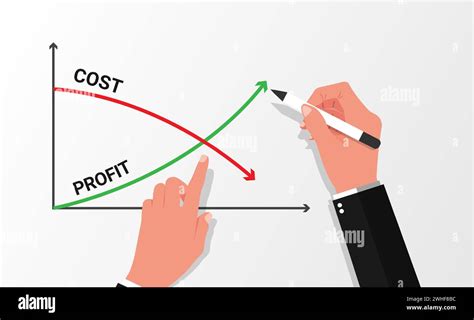 Business Hand Drawing Graphs Profit Growth Vs Cost Reduction Vector