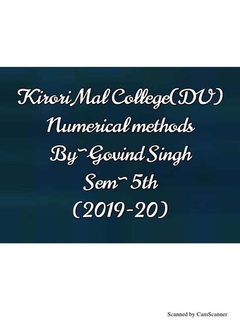 Numerical Methods Classroom Notes Pdf