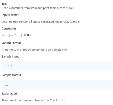 Solved Task Read Numbers From Stdin And Print Their Sum To Chegg