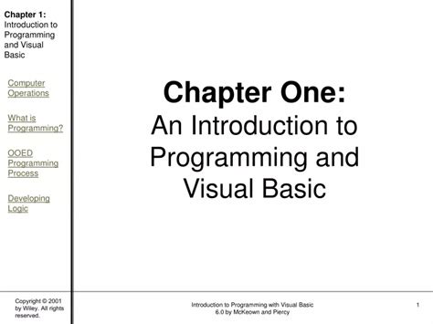 Ppt Chapter One An Introduction To Programming And Visual Basic
