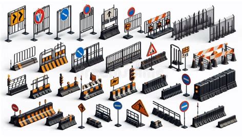 Recopilaci N De Barreras Viales Y Bloqueos De Tr Fico Realistas Ai Foto De Archivo Imagen De