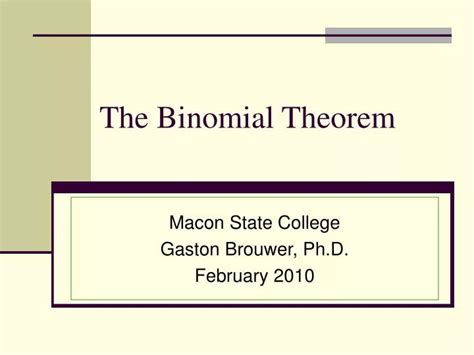 PPT The Binomial Theorem PowerPoint Presentation Free Download ID 1266454