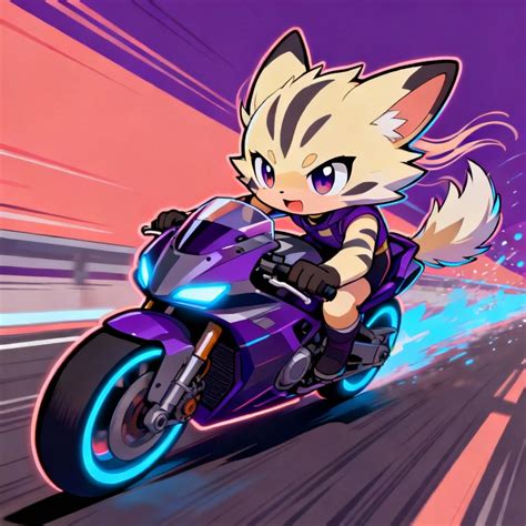 Free Furious Feline Racer Image Anime Cat Motorcycle Download At