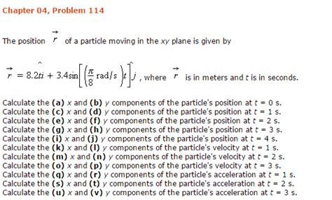 solved the position r of a particle moving in the xy plane