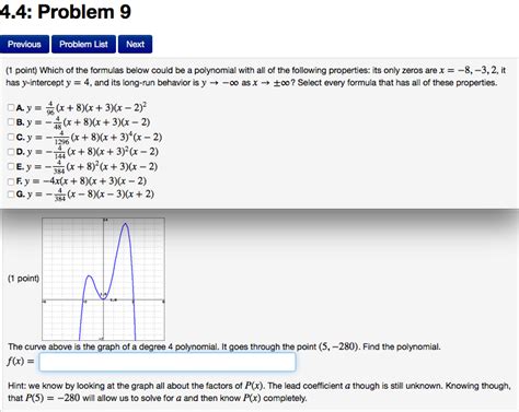 Solved Which Of The Formulas Below Could Be A Polynomial Chegg Com