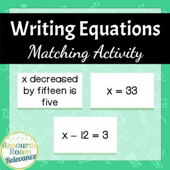 Writing Equations Matching Activity By The Calculated Teacher TPT