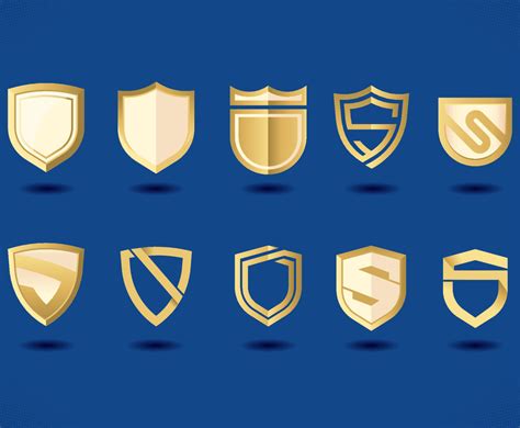Gold Shield Logo Mixed Set Vector Art And Graphics