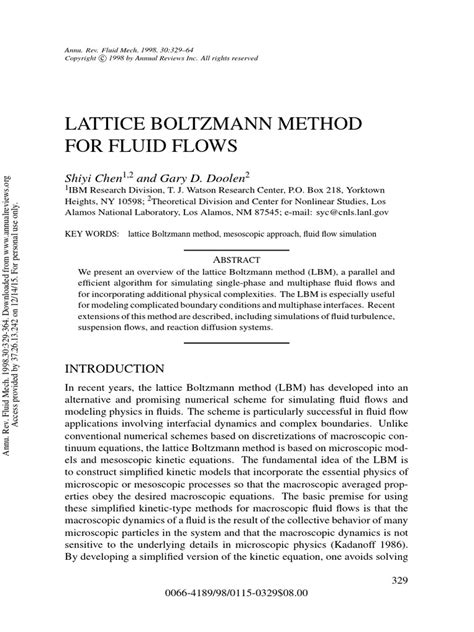 Pdf Lattice Boltzmann Method For Fluid Flows Dokumen Tips
