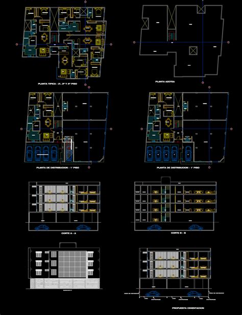 Proyecto De Departamentos Plantas Cortes Y Fachadas En Dwg 1 02 Mb