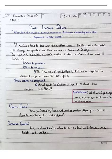 Summary Edexcel International Gcse 9 1 Economics Unit 1 Chapter 1