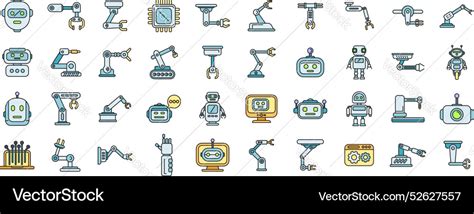 Robotics Icons Set Color Line Royalty Free Vector Image