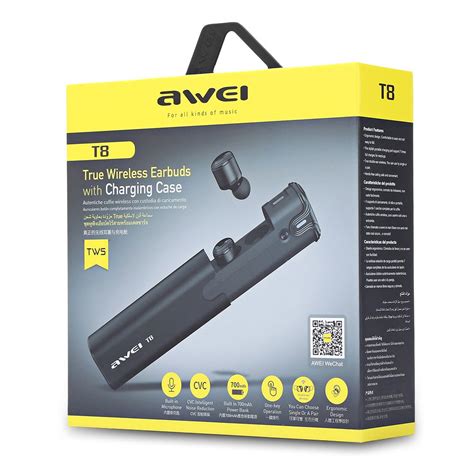 Awei T8 TWS Bluetooth Earbuds Black