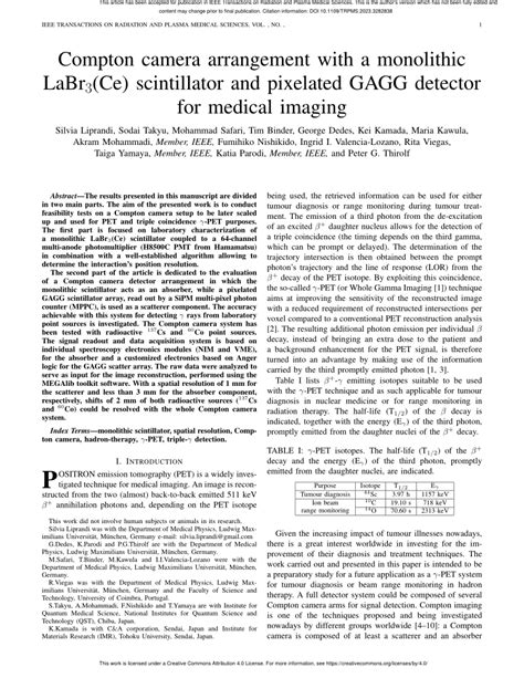 Pdf Compton Camera Arrangement With A Monolithic Labr 3 Ce Scintillator And Pixelated Gagg