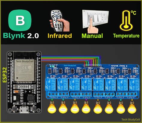 home automation with esp32 blynk 2 0 ir remote control relay iot