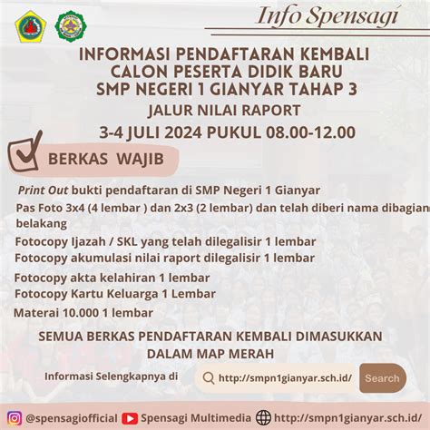 Pengumuman Ppdb Tahap 3 Tahun Pelajaran 2024 2025 Smp Negeri 1 Gianyar
