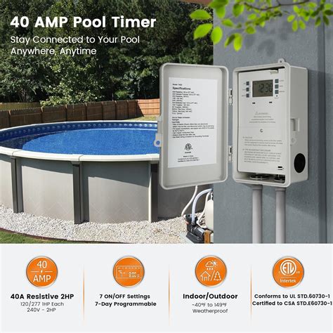 Suraielec Pool Timer 7 Day Digital Pool Pump Timer Switch 40 Amp