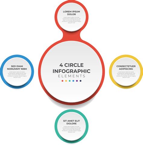 Circular Layout Diagram With 4 Points Of Steps Sequence Colorful
