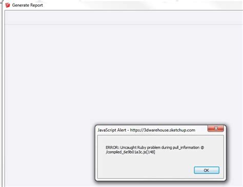 sketchup generate report error message sketchup sketchup community
